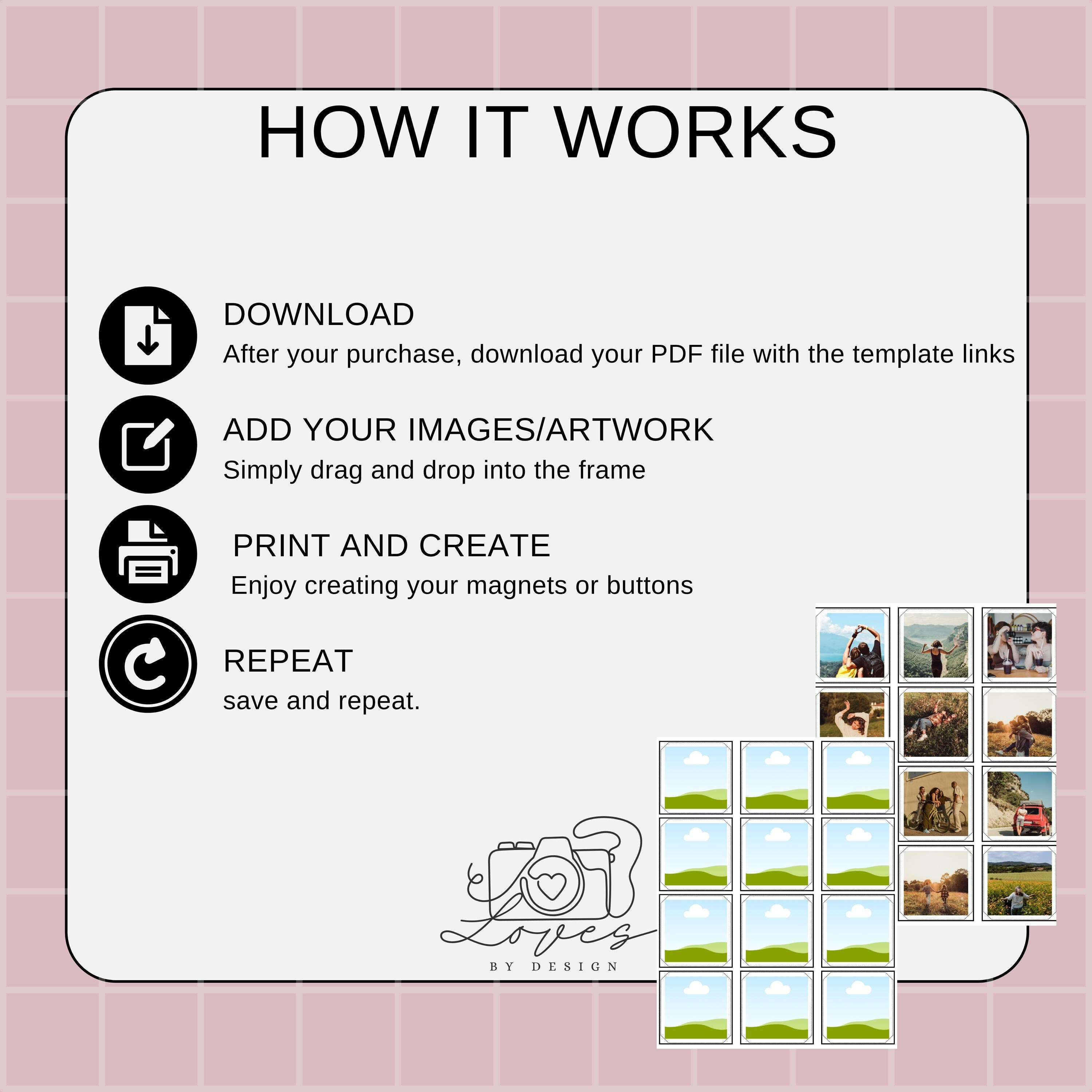 2x2 Fridge Magnet Template - Photo Magnet Machine | 50mmx50mm Square Magnet Template With ...