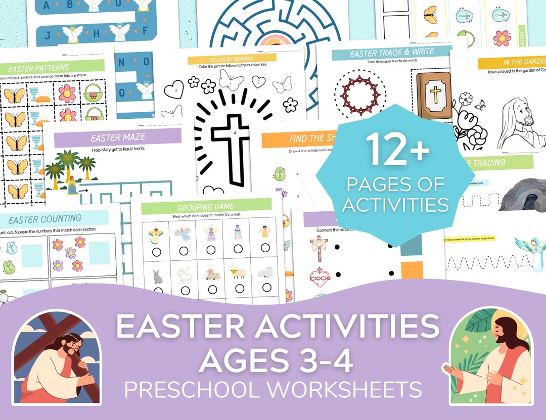 Easter Christian Preschool Activity Bundle, (ages 3-5) Religious ...