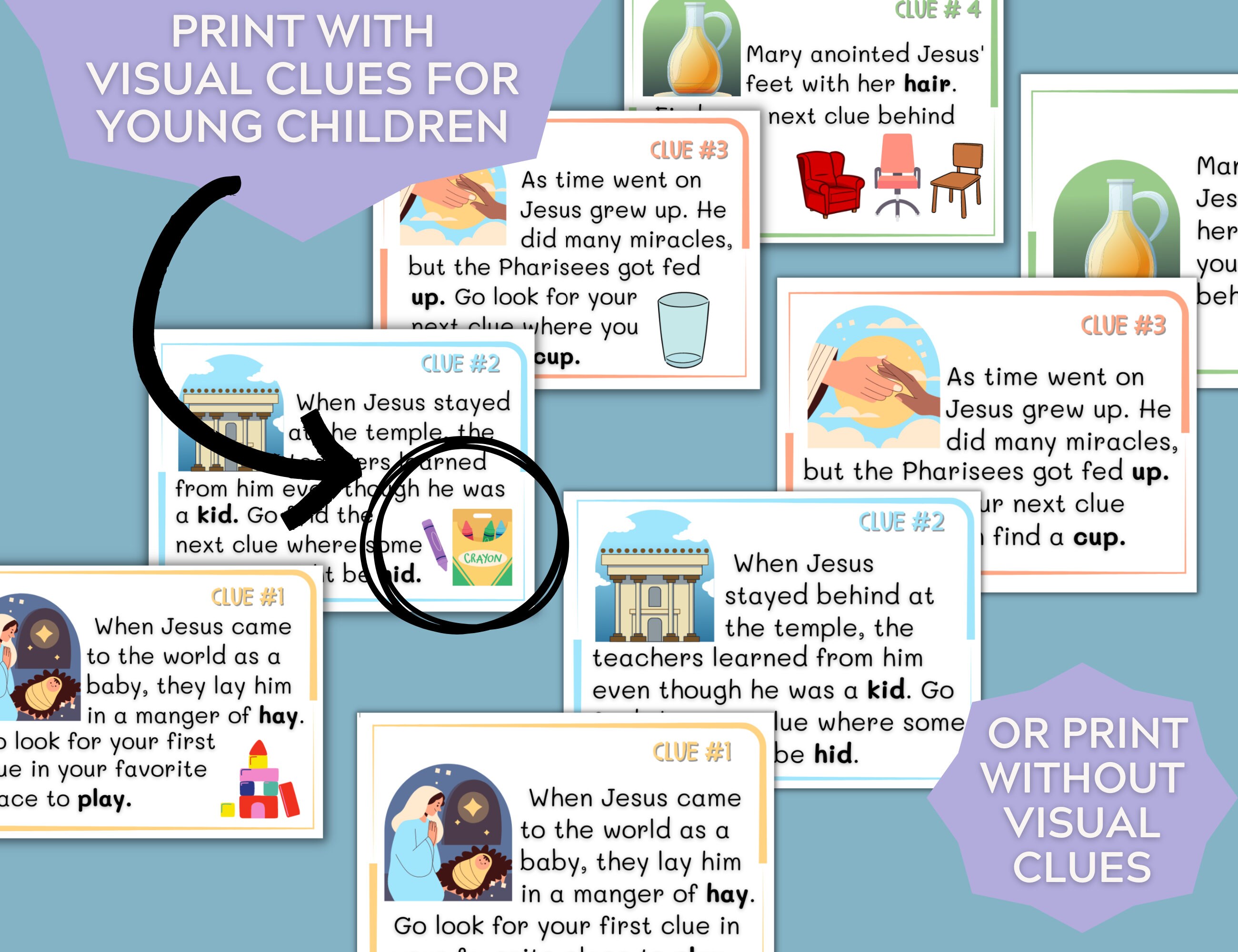 Religious Easter Scavenger Hunt Christian Clue Cards (digital Download ...