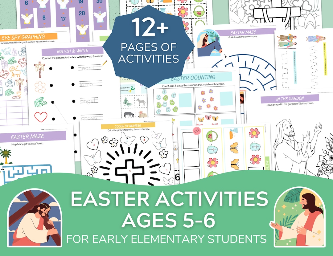 Easter Christian Early Elementary Activity Bundle, (ages 5-6) Religious ...