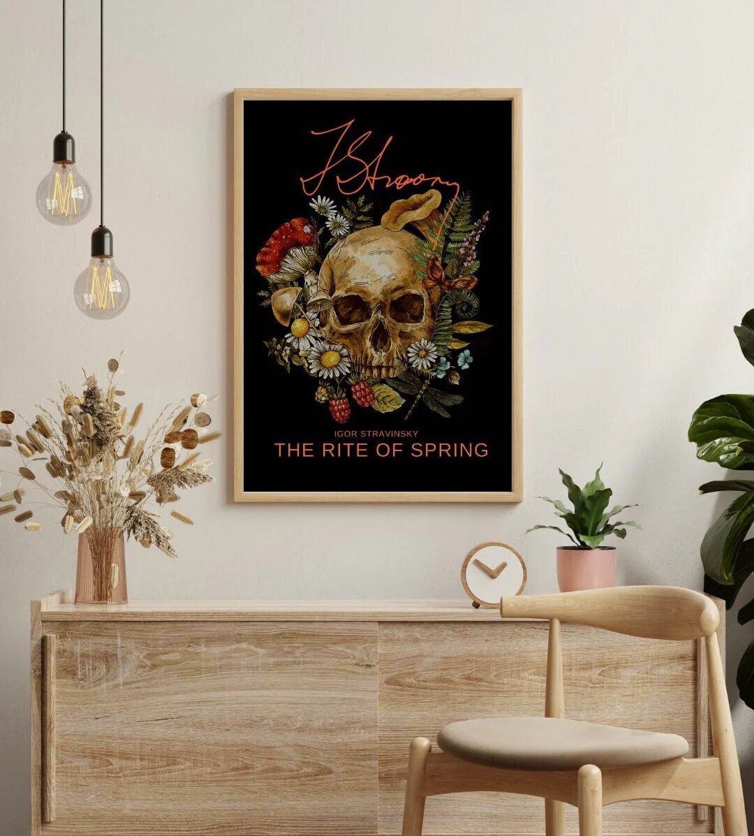 Stravinsky Rite of Spring Skull Art Print: Botanical Music Poster ...