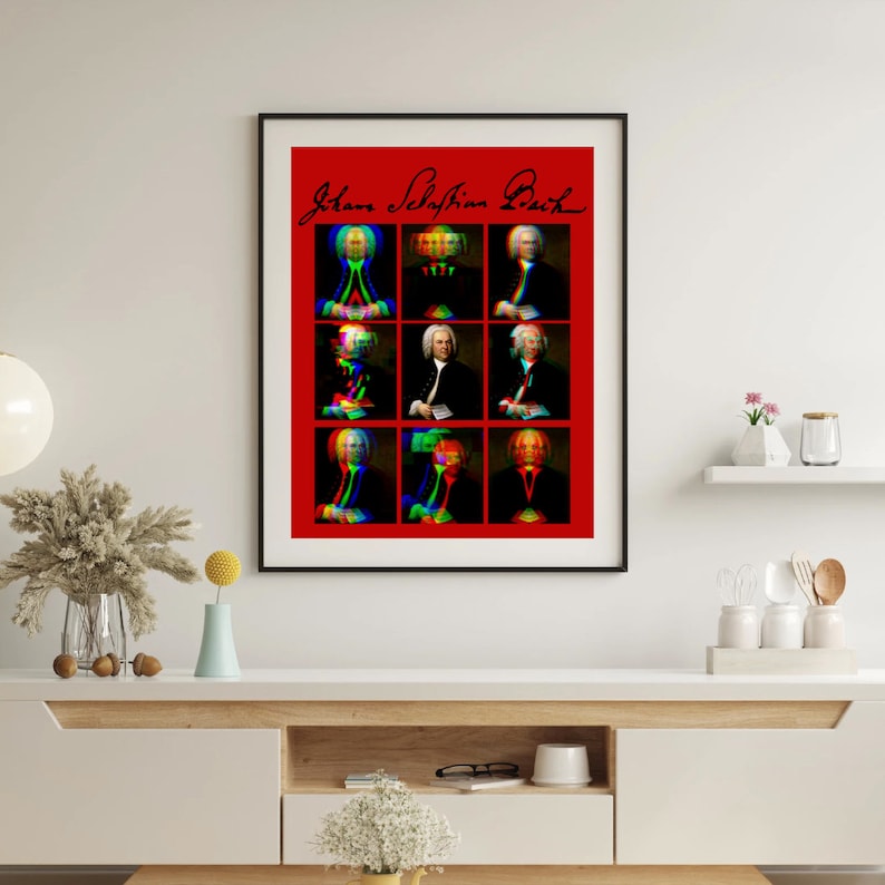 Johann Sebastian Bach Poster, Music Teacher Gift, Digital Art Aesthetic ...