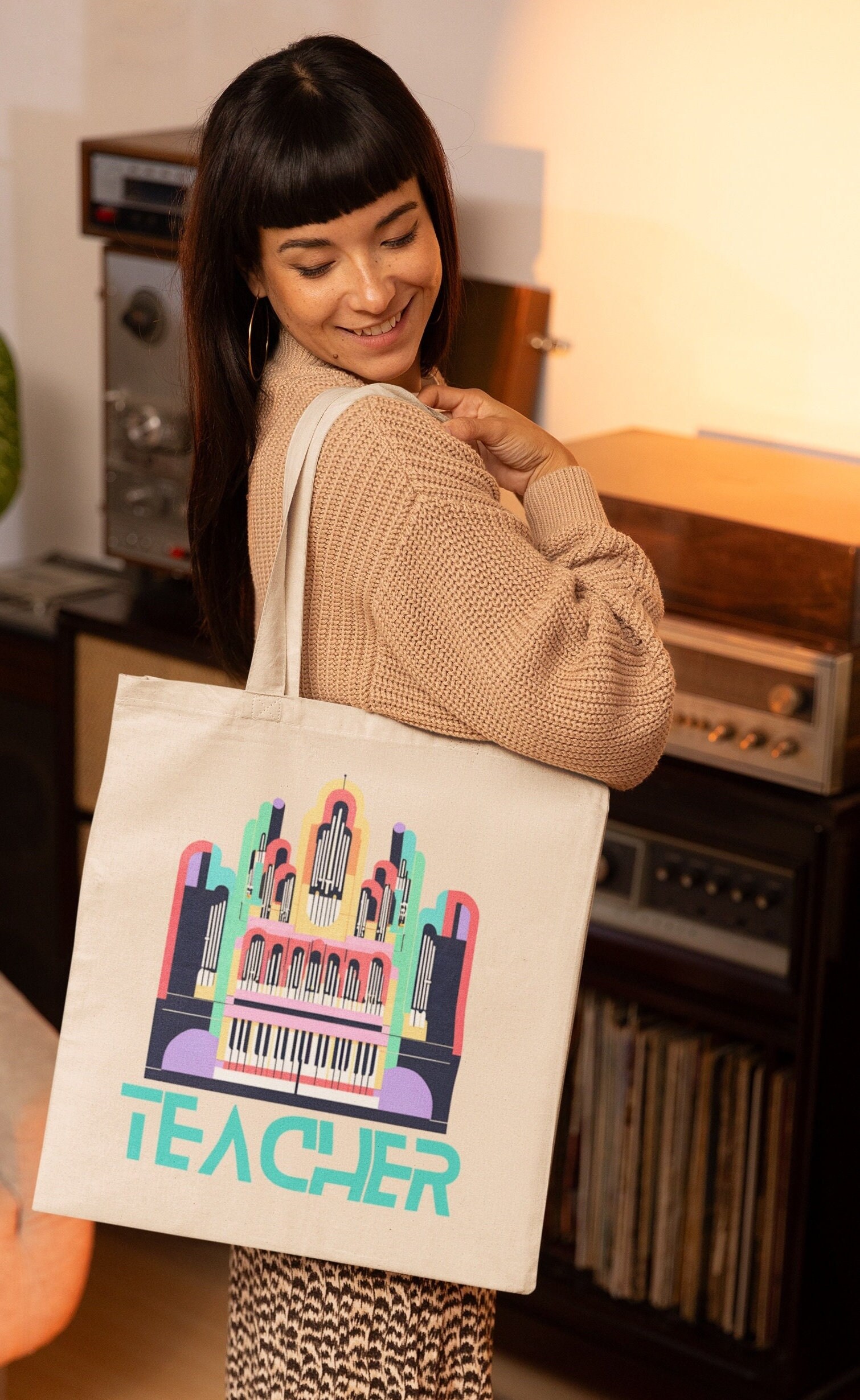 Personalized Music Teacher Tote Bag, Custom Name Music Tote Bag, Music ...