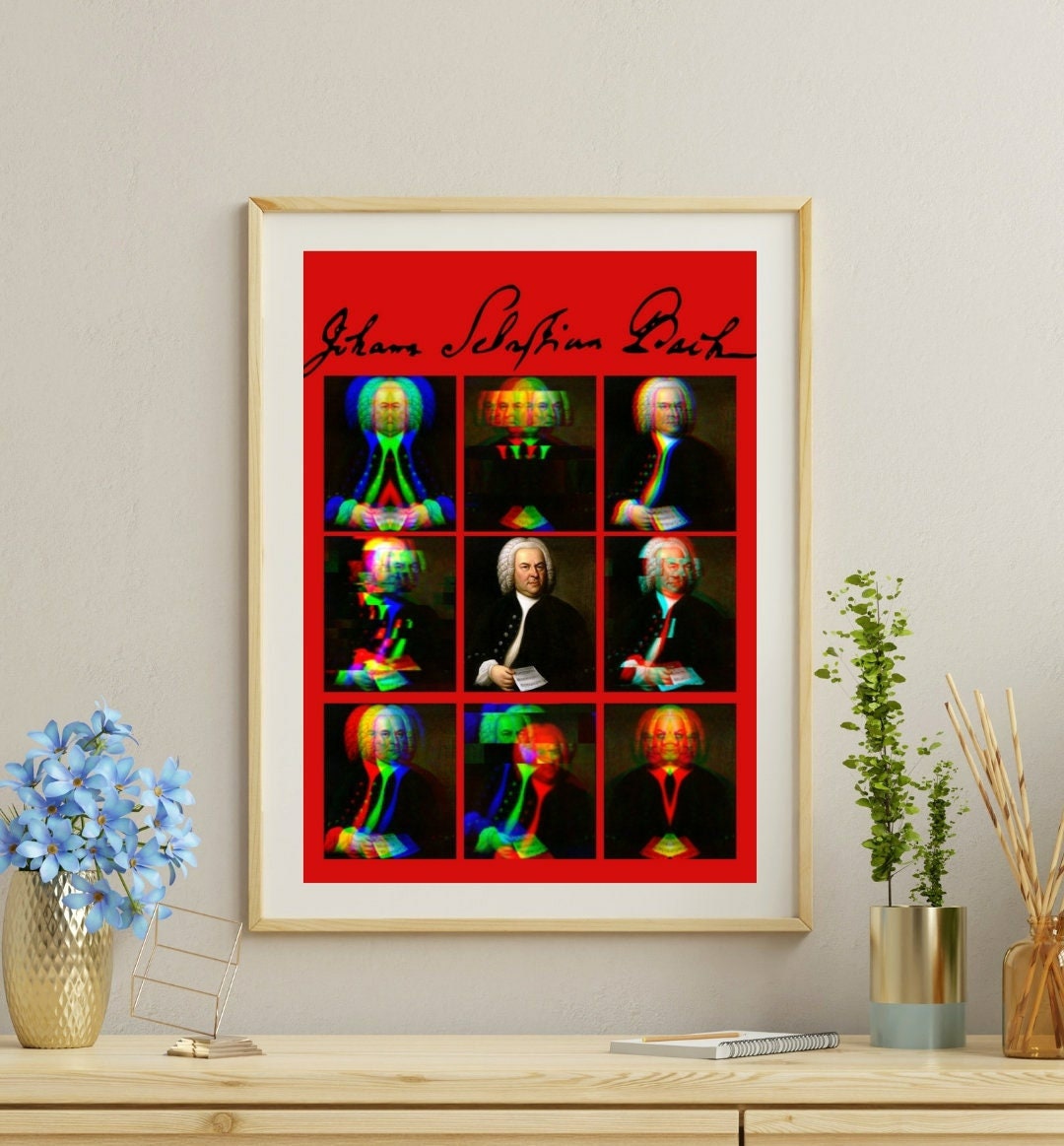 Johann Sebastian Bach Poster, Music Teacher Gift, Digital Art Aesthetic ...