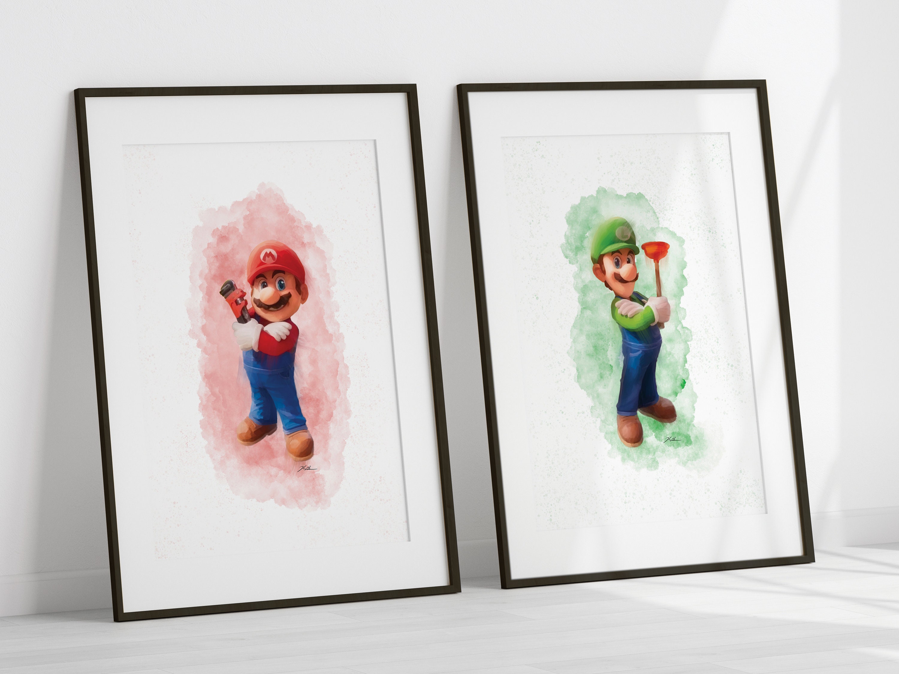 Luigi From Super Mario Bros Water Color Painting. Downloadable Art ...