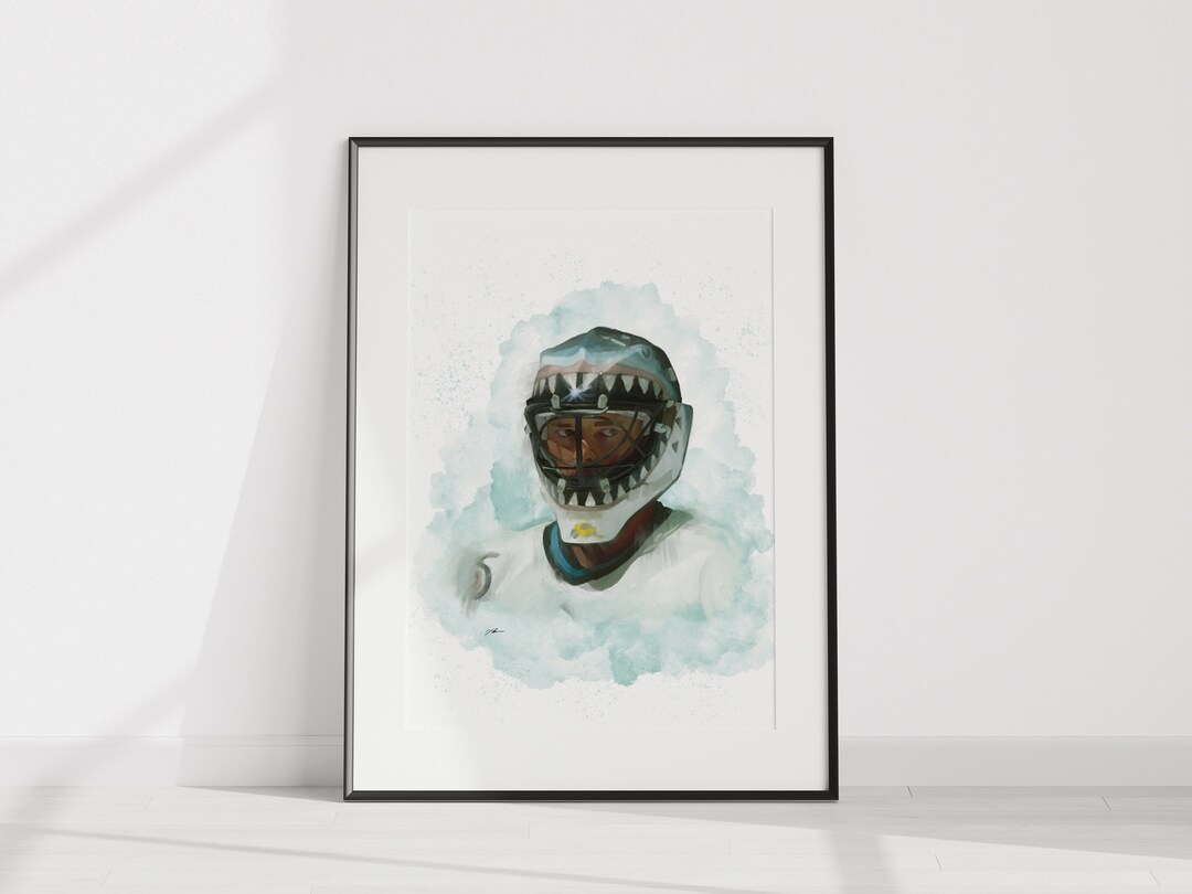Brian Hayward San Jose Sharks Iconic Goalie Mask Painting. Digital Art ...
