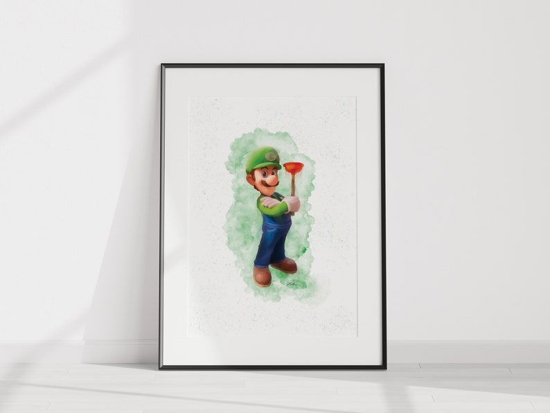 Luigi From Super Mario Bros Water Color Painting. Downloadable Art ...