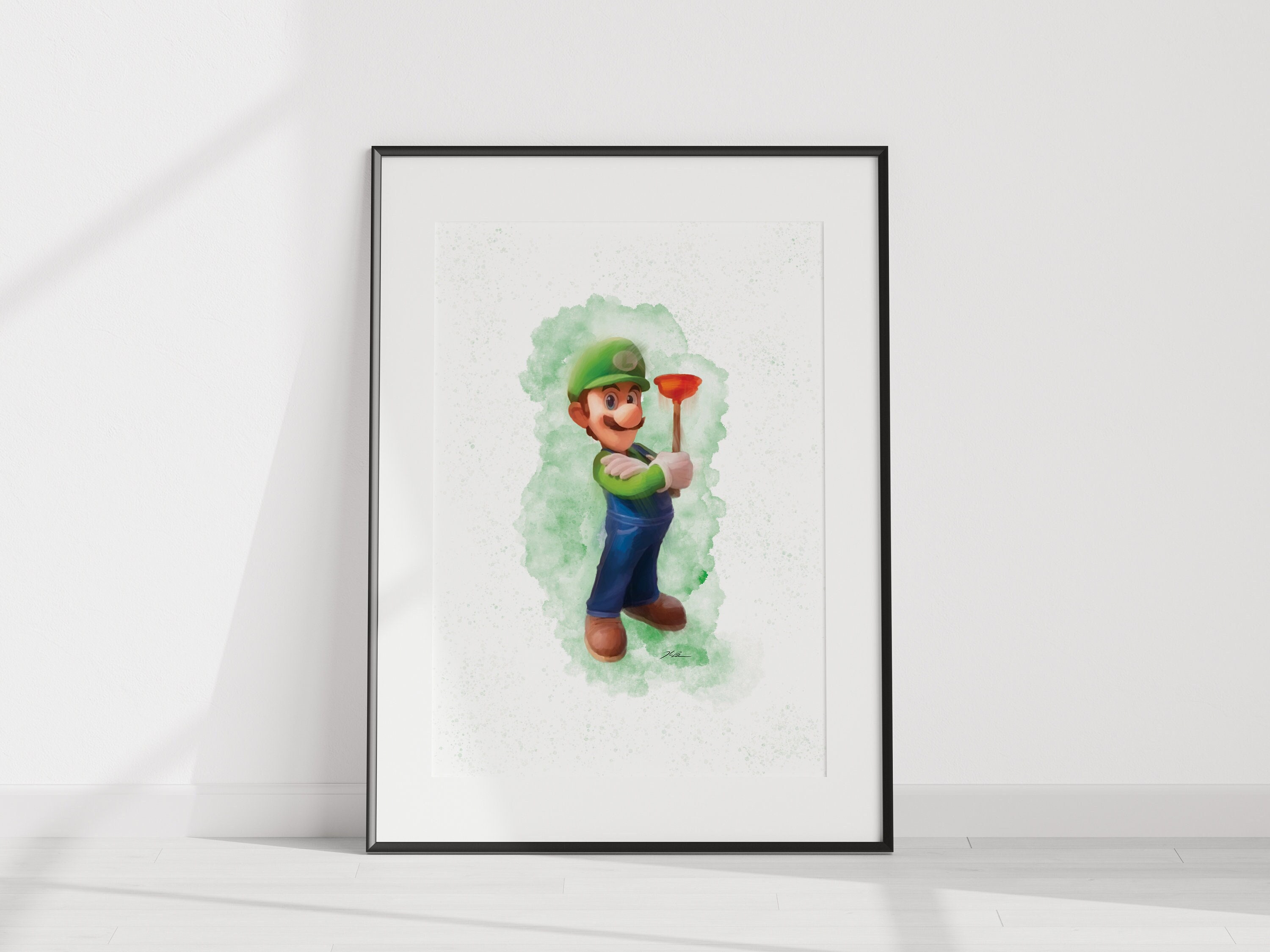 Luigi From Super Mario Bros Water Color Painting. Downloadable Art ...