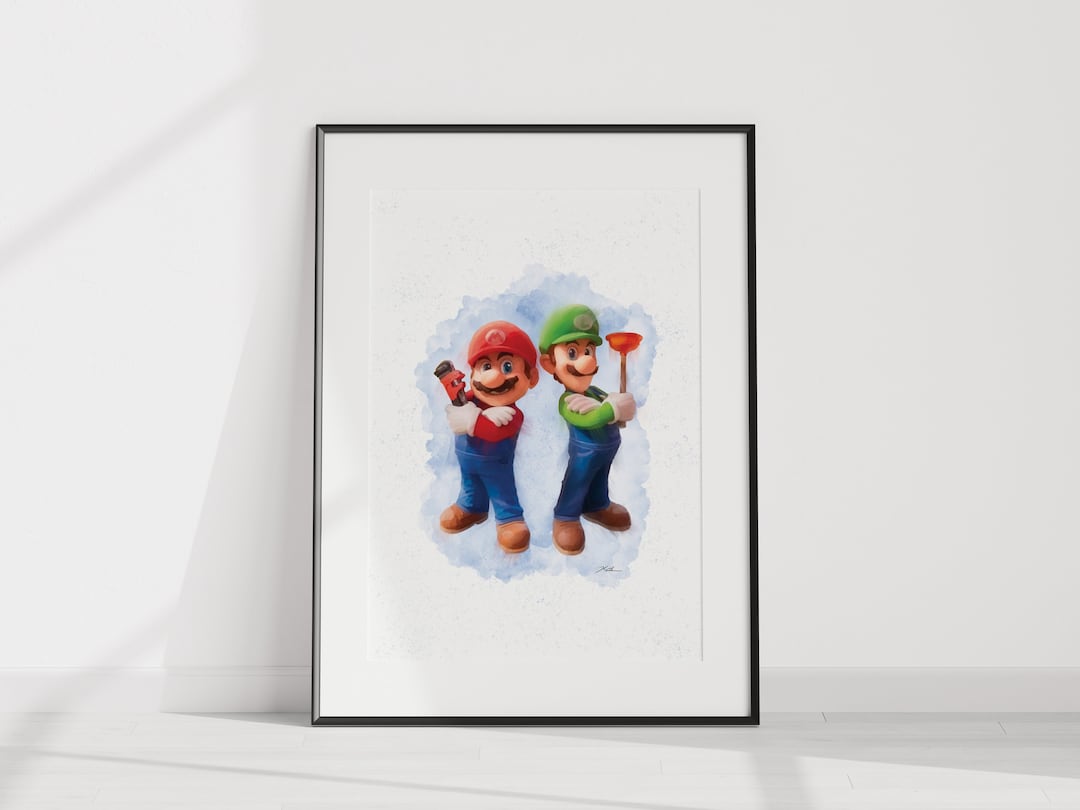 Super Mario Bros Mario and Luigi Water Color Painting. Downloadable Art ...