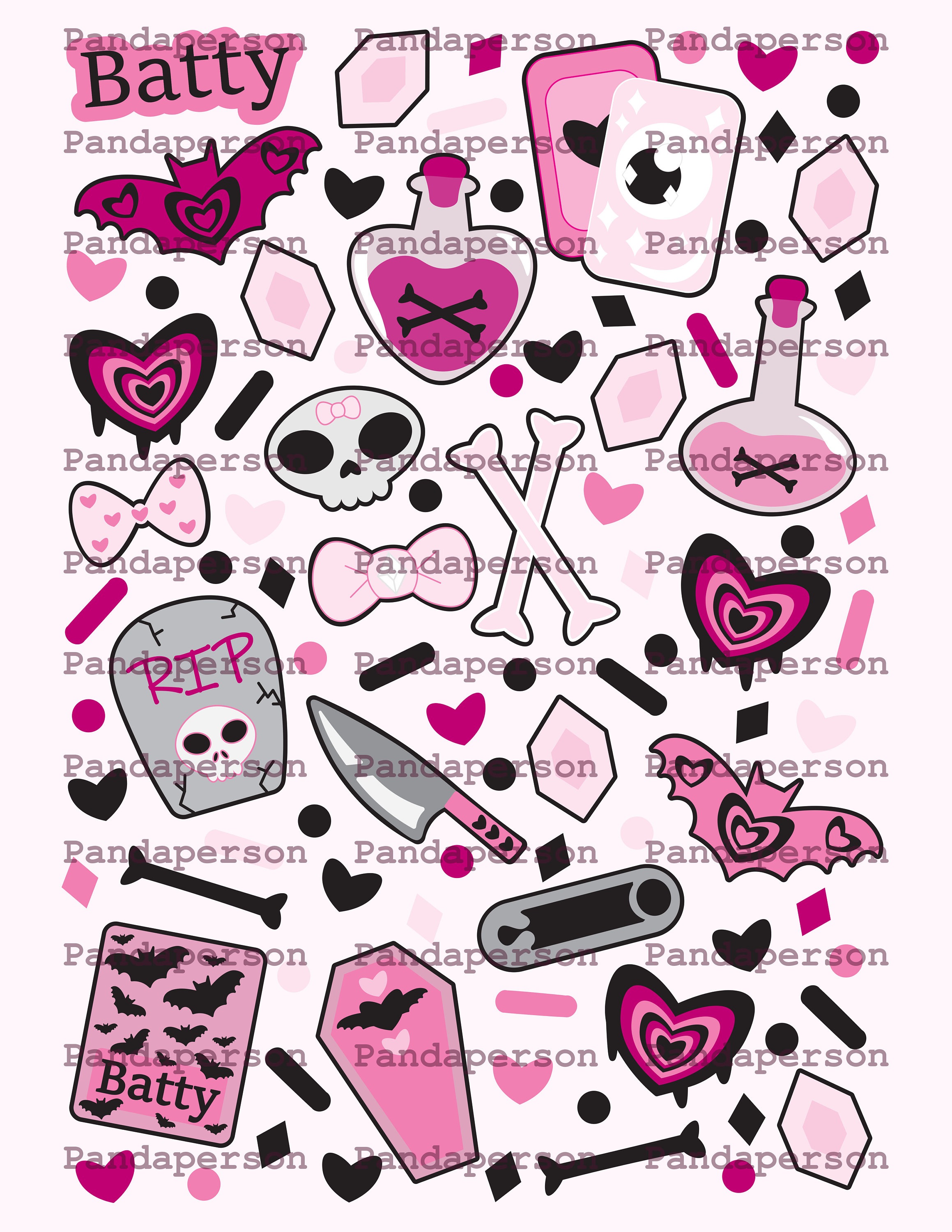 Batty Cute Digital And/or Printable Sticker Sheet - Etsy