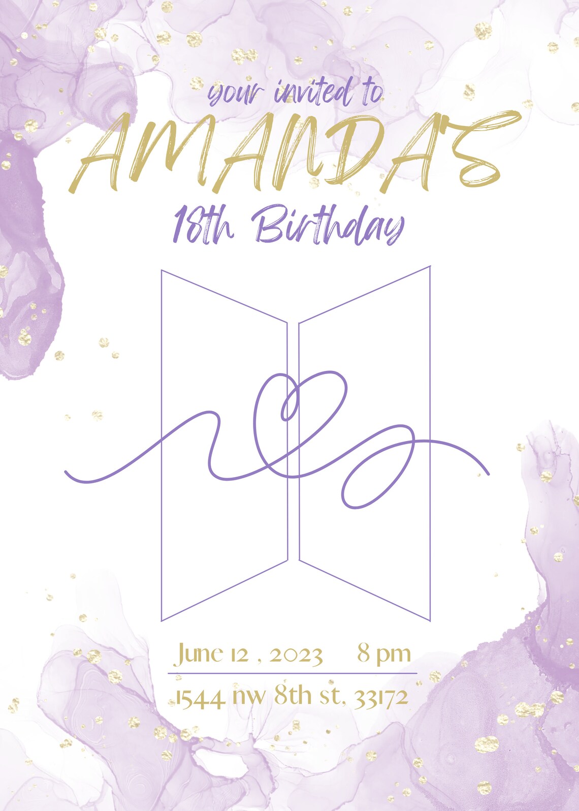 BTS Themed Party Invitation , Canva Templete, Bts Minimalistic - Etsy