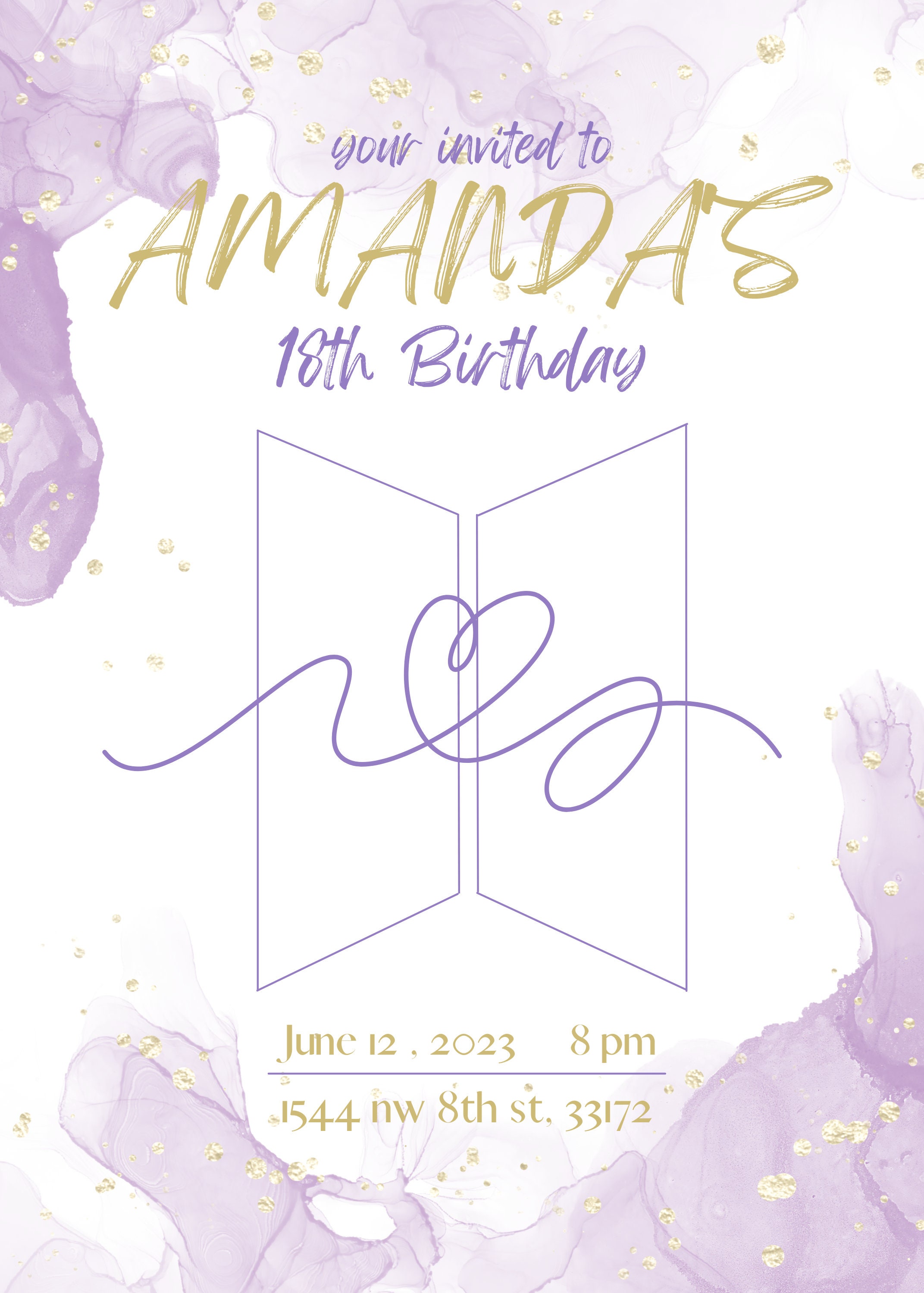 BTS Themed Party Invitation , Canva Templete, Bts Minimalistic - Etsy