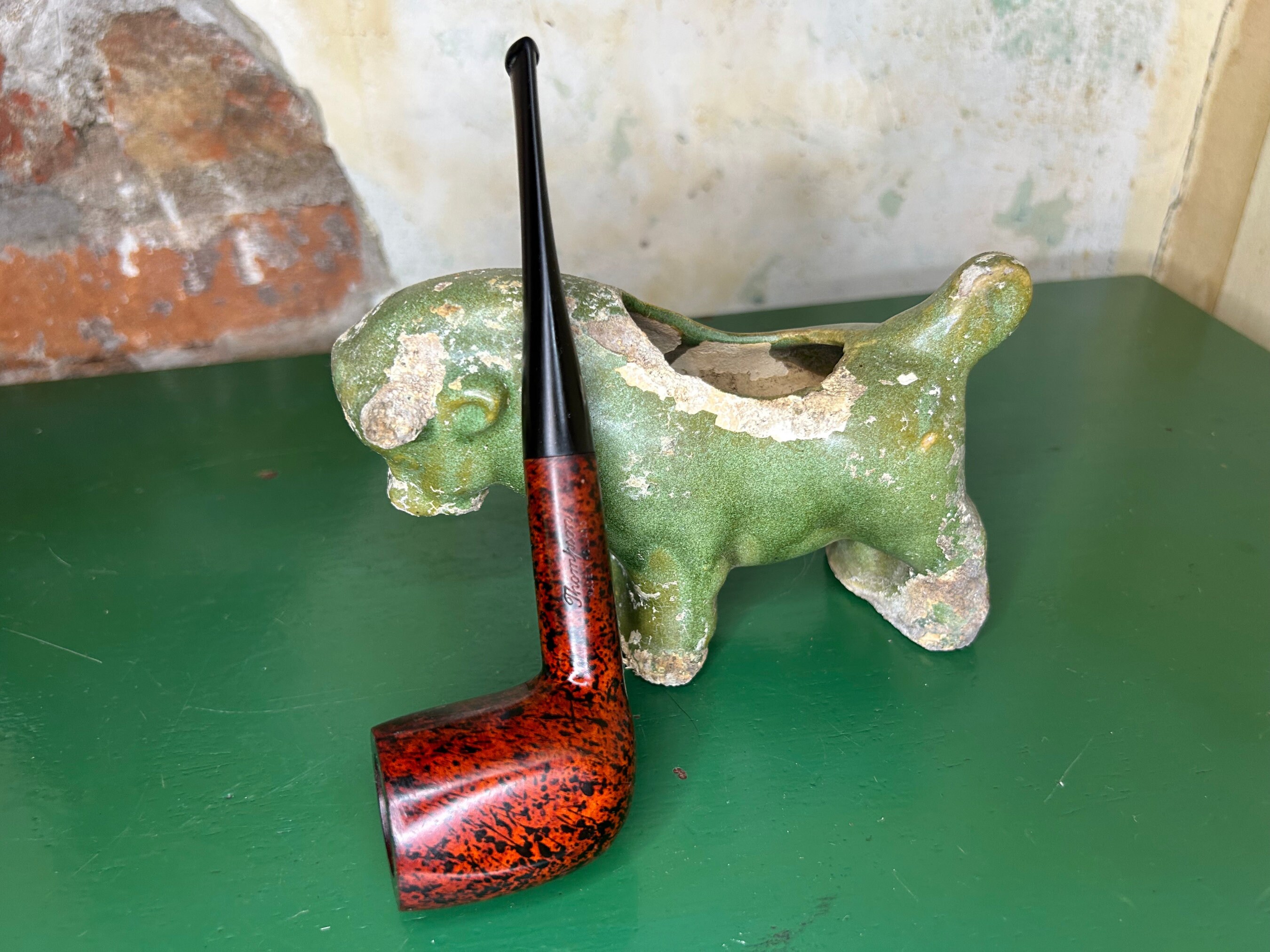 Estate Pipe Billiard Shape With Squared Sides / Vulcanite Stem Thompson ...