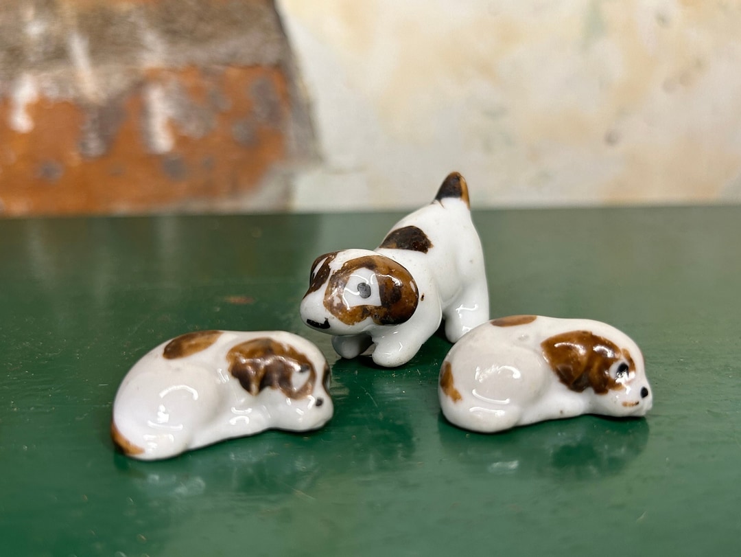 Three Miniature Porcelain Dog Figurines Made in Japan - Etsy