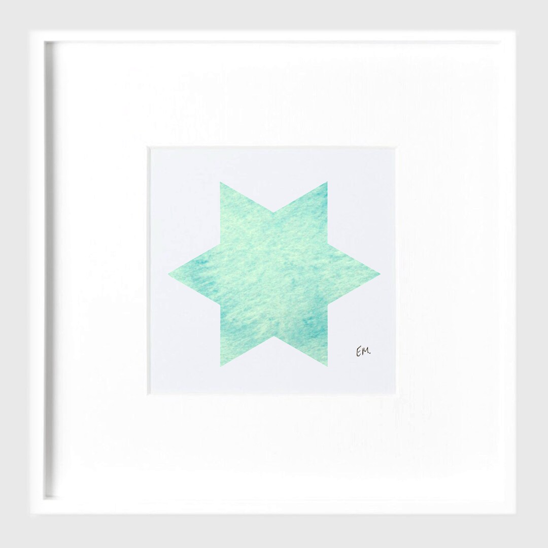 AQUA STAR WATERCOLOR Art, Shapes, Artwork, Wall Art, Nursery Art ...