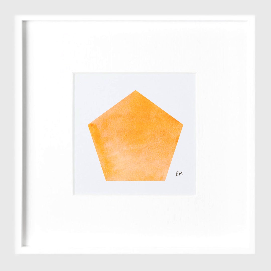 ORANGE PENTAGON WATERCOLOR Art, Shapes, Artwork, Wall Art, Nursery Art ...