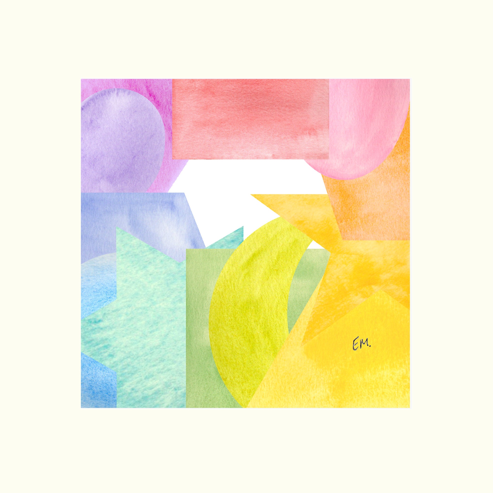 SHAPES COLOR WHEEL Watercolor Art, Shapes, Artwork, Wall Art, Nursery ...