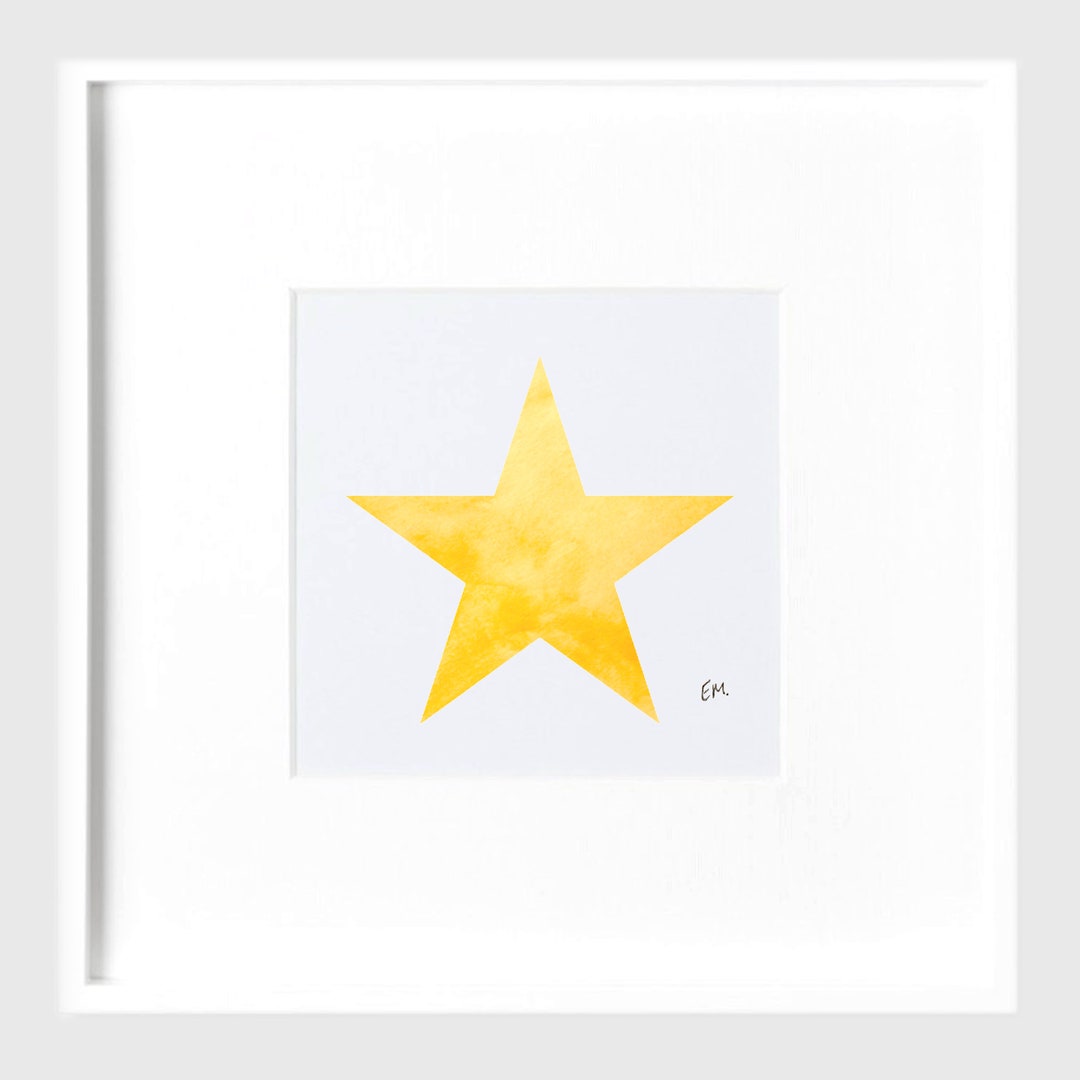 YELLOW STAR WATERCOLOR Art, Shapes, Artwork, Wall Art, Nursery Art ...