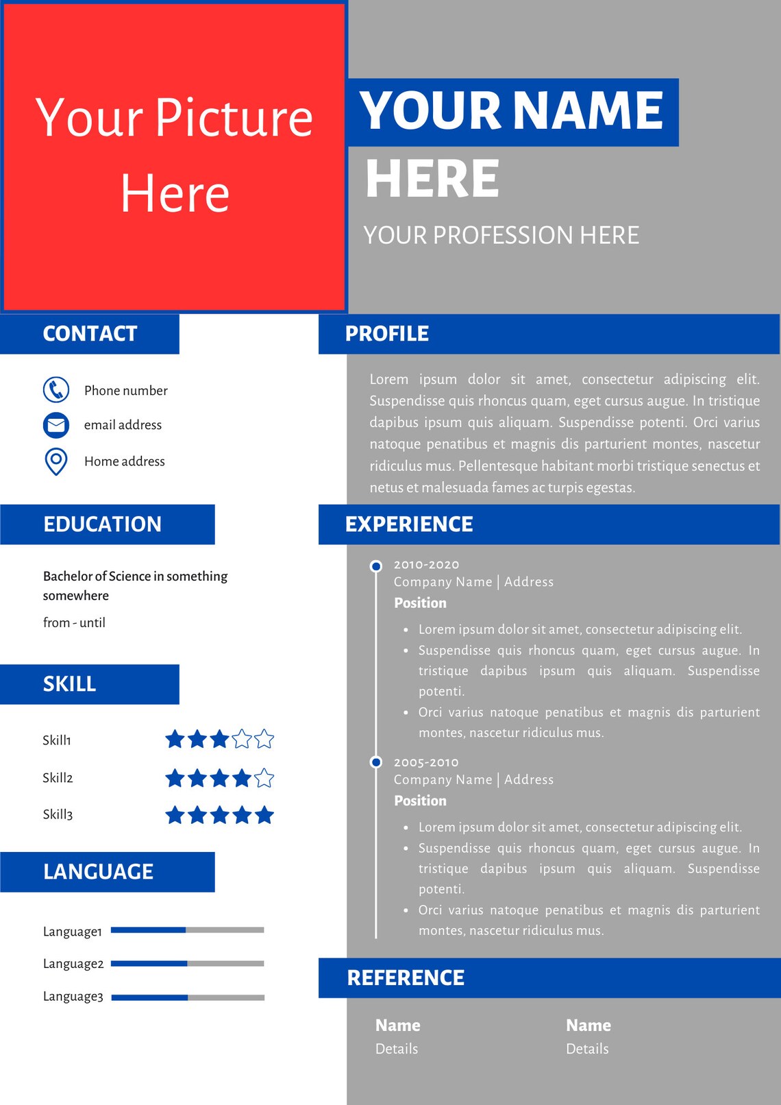 Professional Resume Template Canva. CV Template Professional, Modern ...
