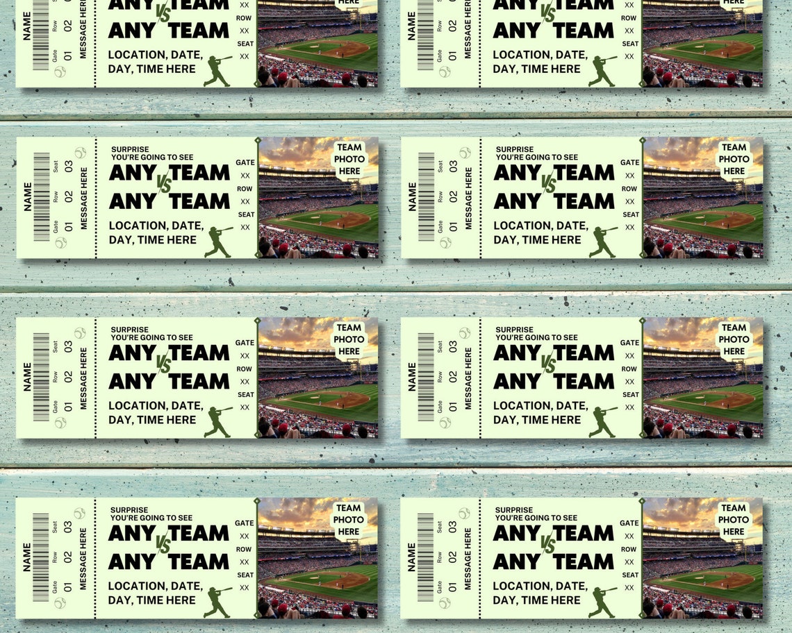 Editable Baseball Ticket Template, Surprise Gift Voucher (digital ...