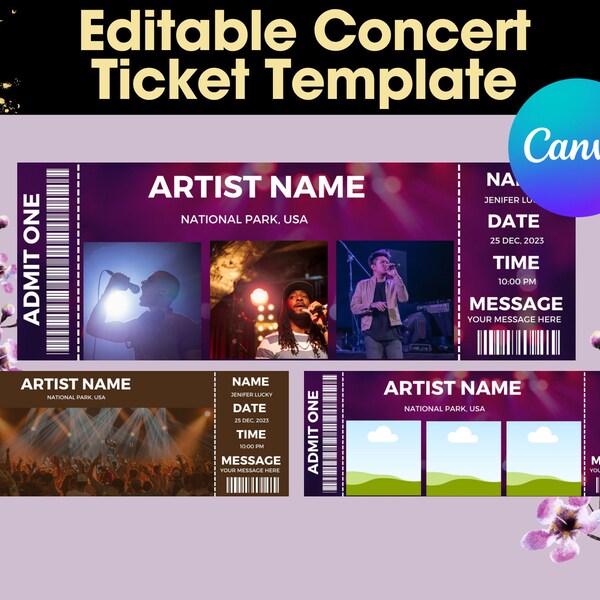 Concert Ticket Template - Etsy