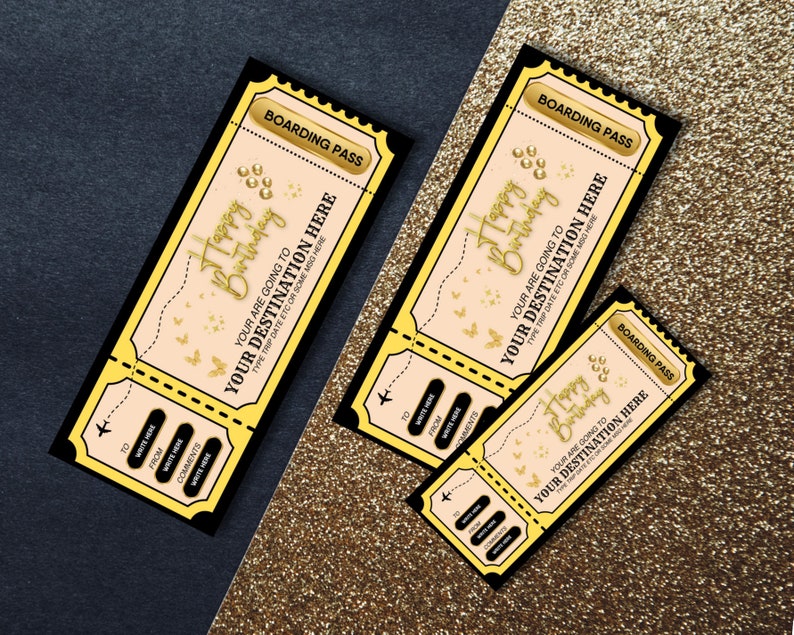 Editable Boarding Pass Template, Airline Ticket Canva, Printable ...