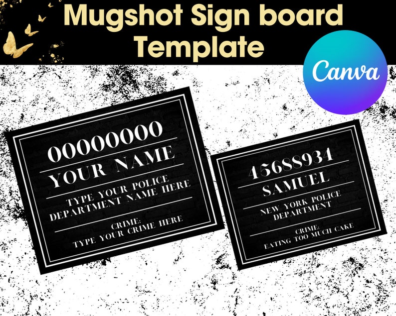 Mugshot Sign Board Template, Editable Photo Booth Prop (instant ...