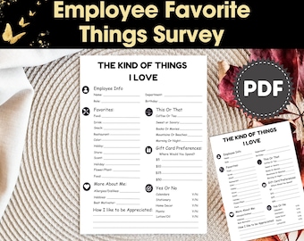 Employee Favorite Things Survey, Coworker Questions Printable, All ...