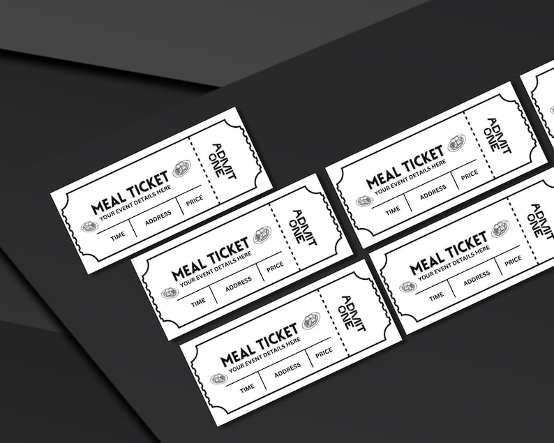 Editable Food Event Ticket Template: DIY Printable Meal Ticket (digital ...