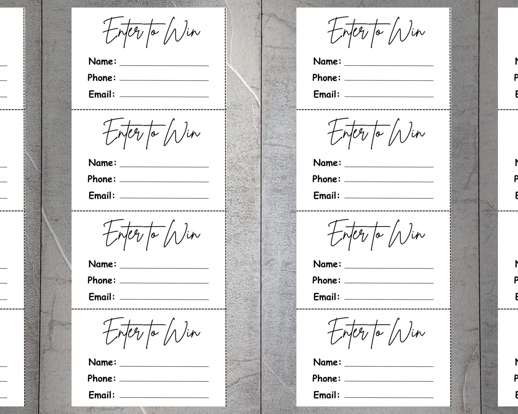 Raffle Ticket Form, Printable Enter to Win Ticket, Drawing Slips - Etsy