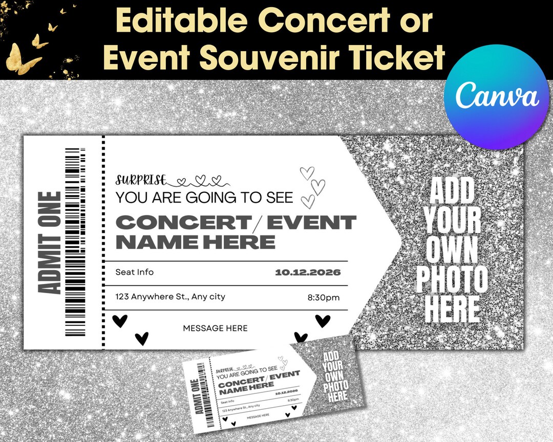 Silver Theme Concert Ticket Template, Event Ticket Invitation, VIP Pass ...