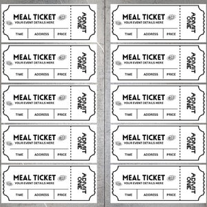 Editable Food Event Ticket Template: DIY Printable Meal Ticket (digital Download) - Etsy