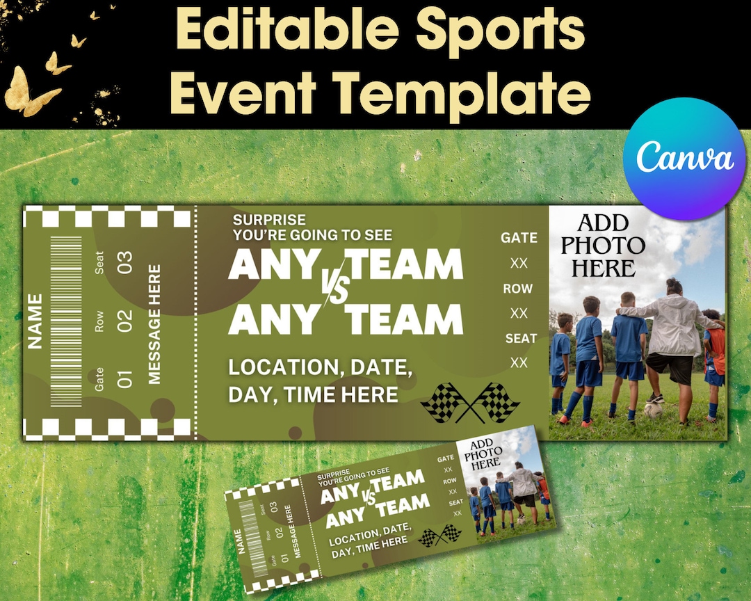 Sports Ticket Template, Editable Game Ticket, Printable Admit One ...