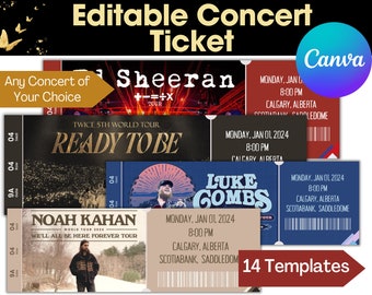 Editable Concert Ticket Template, DIY Event Ticket, Custom Concert Ticket Gift, Surprise ...