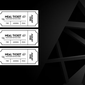 Editable Food Event Ticket Template: DIY Printable Meal Ticket (digital ...