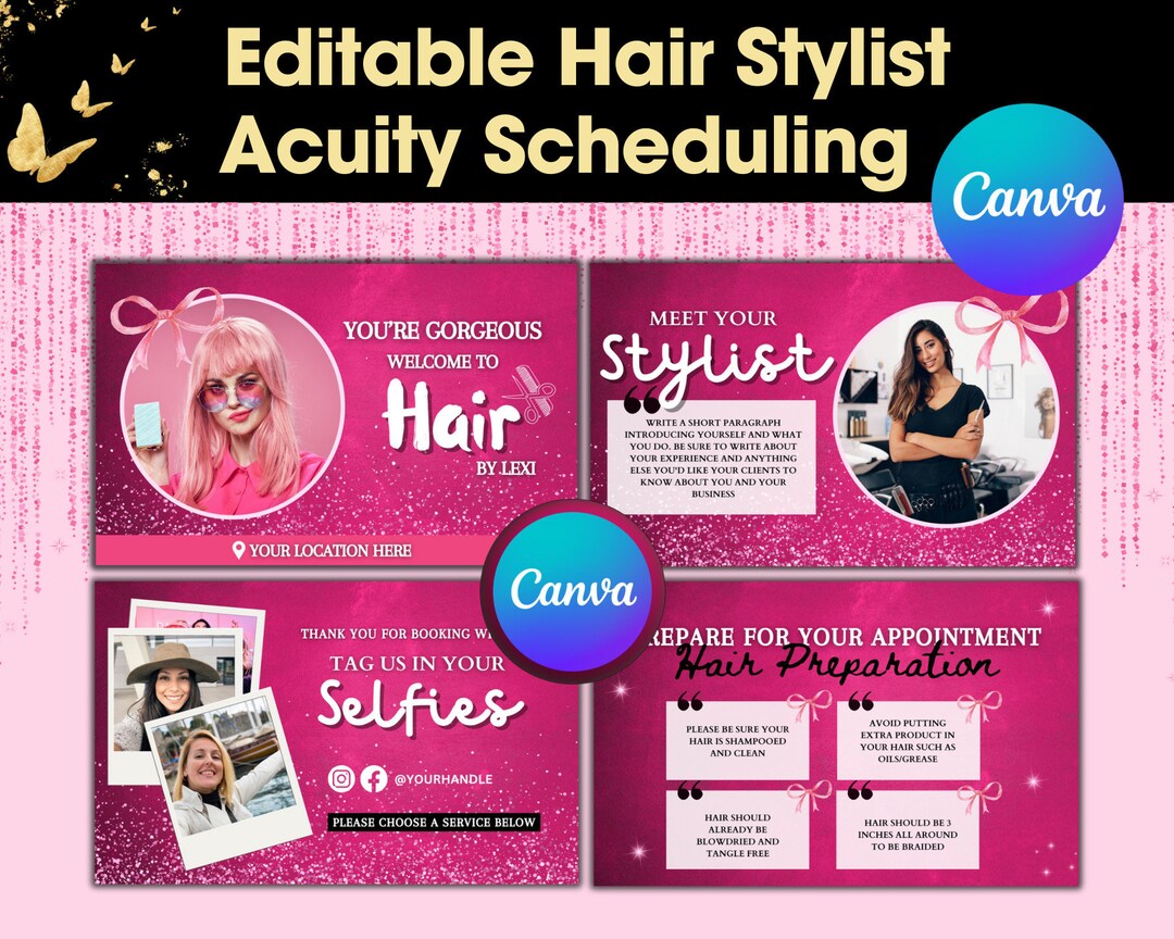 Hair Stylist Acuity Scheduling Template | Pink Salon Canva Template ...