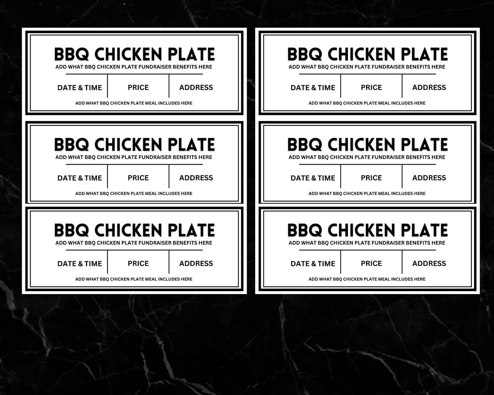 BBQ Chicken Fundraiser Ticket Template (digital Download) - Etsy