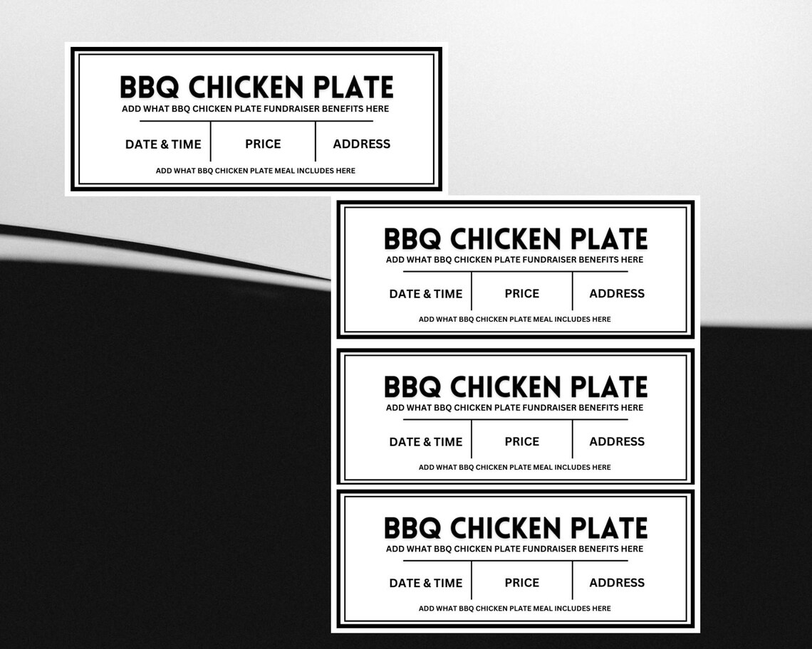 BBQ Chicken Fundraiser Ticket Template (digital Download) - Etsy