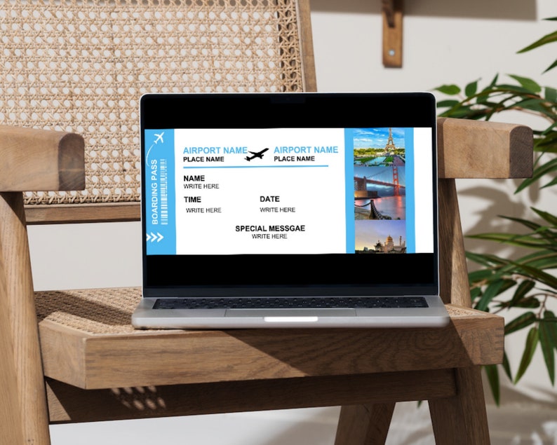 Editable Boarding Pass Template, Personalized Airline Ticket (digital ...