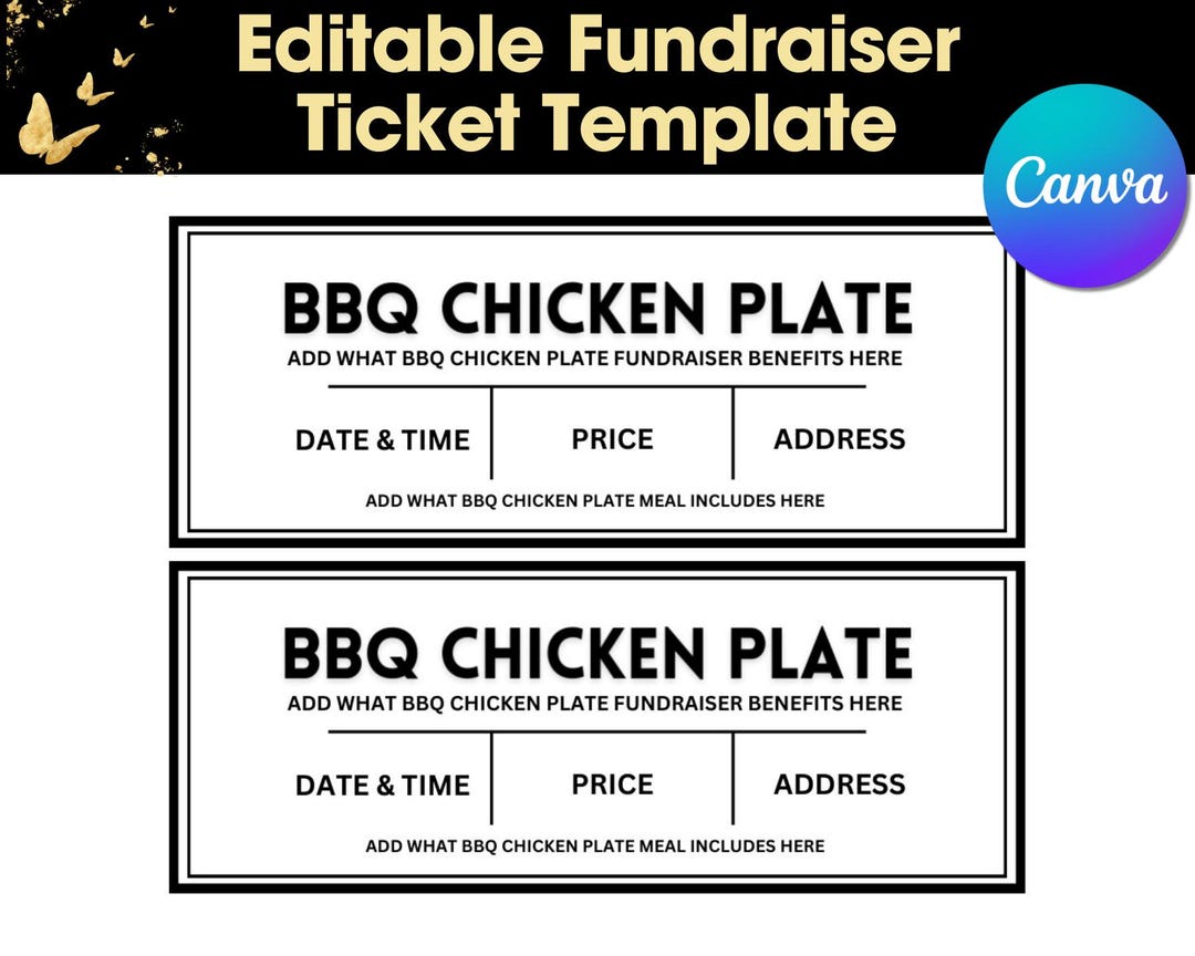 BBQ Chicken Fundraiser Ticket Template (digital Download) - Etsy