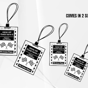 Pit Crew Pass Template, Editable Racing VIP Pass, Race Car Party Ticket ...