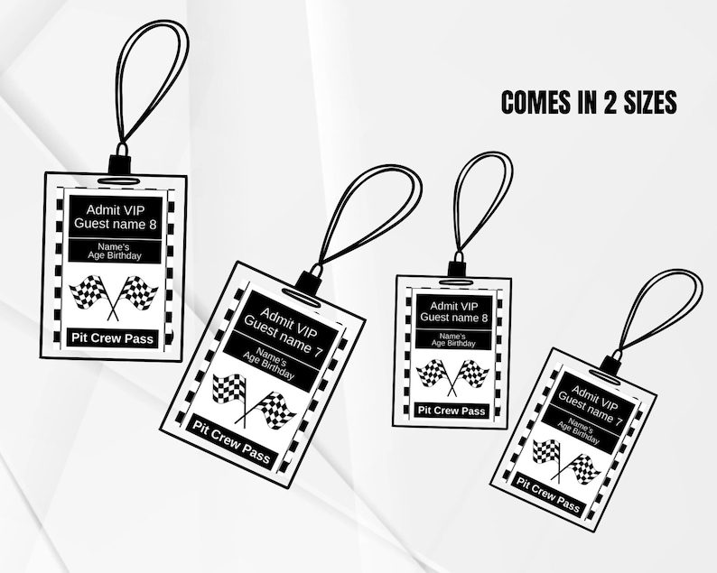 Pit Crew Pass Template, Editable Racing VIP Pass, Race Car Party Ticket ...