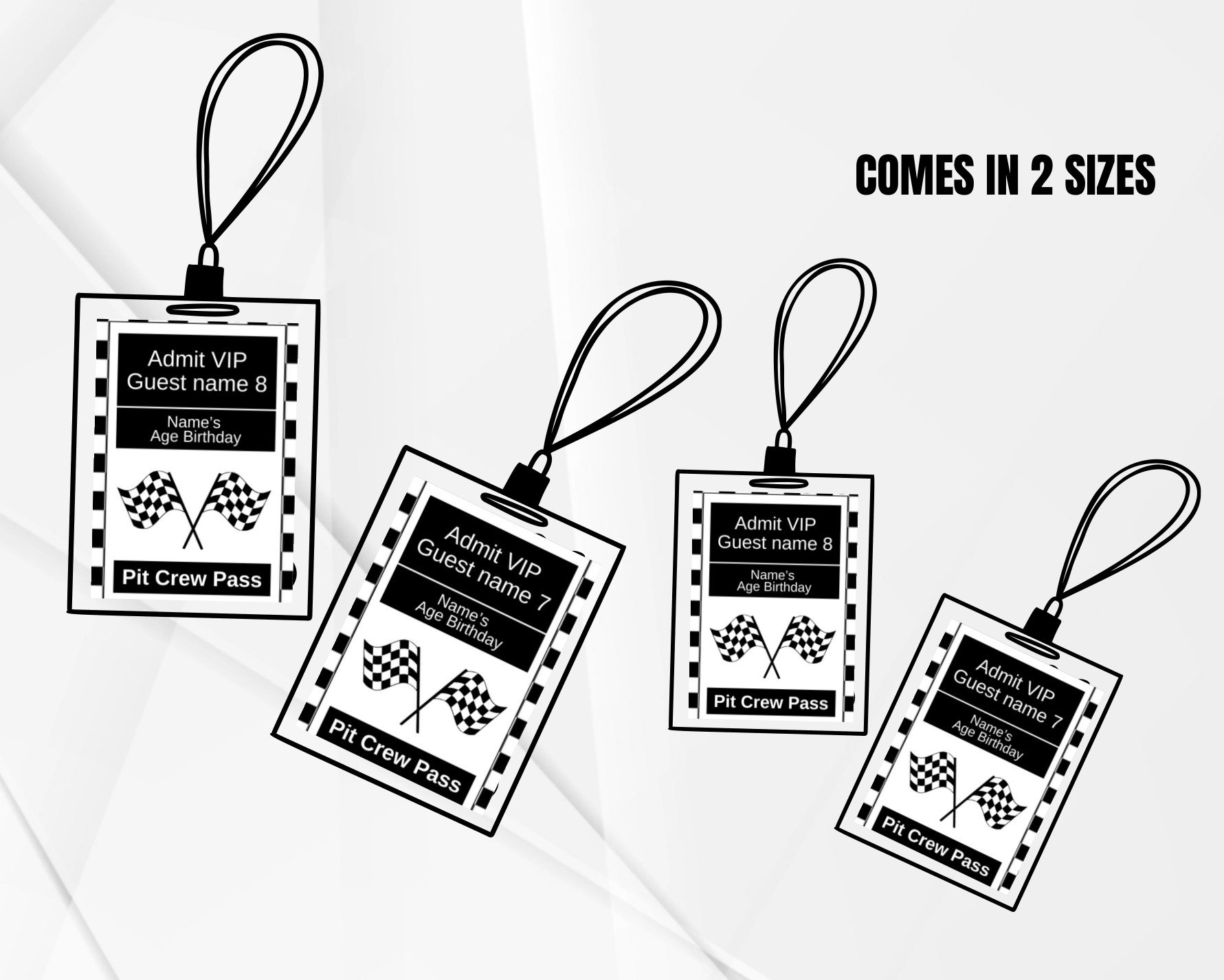 Pit Crew Pass Template, Editable Racing VIP Pass, Race Car Party Ticket ...