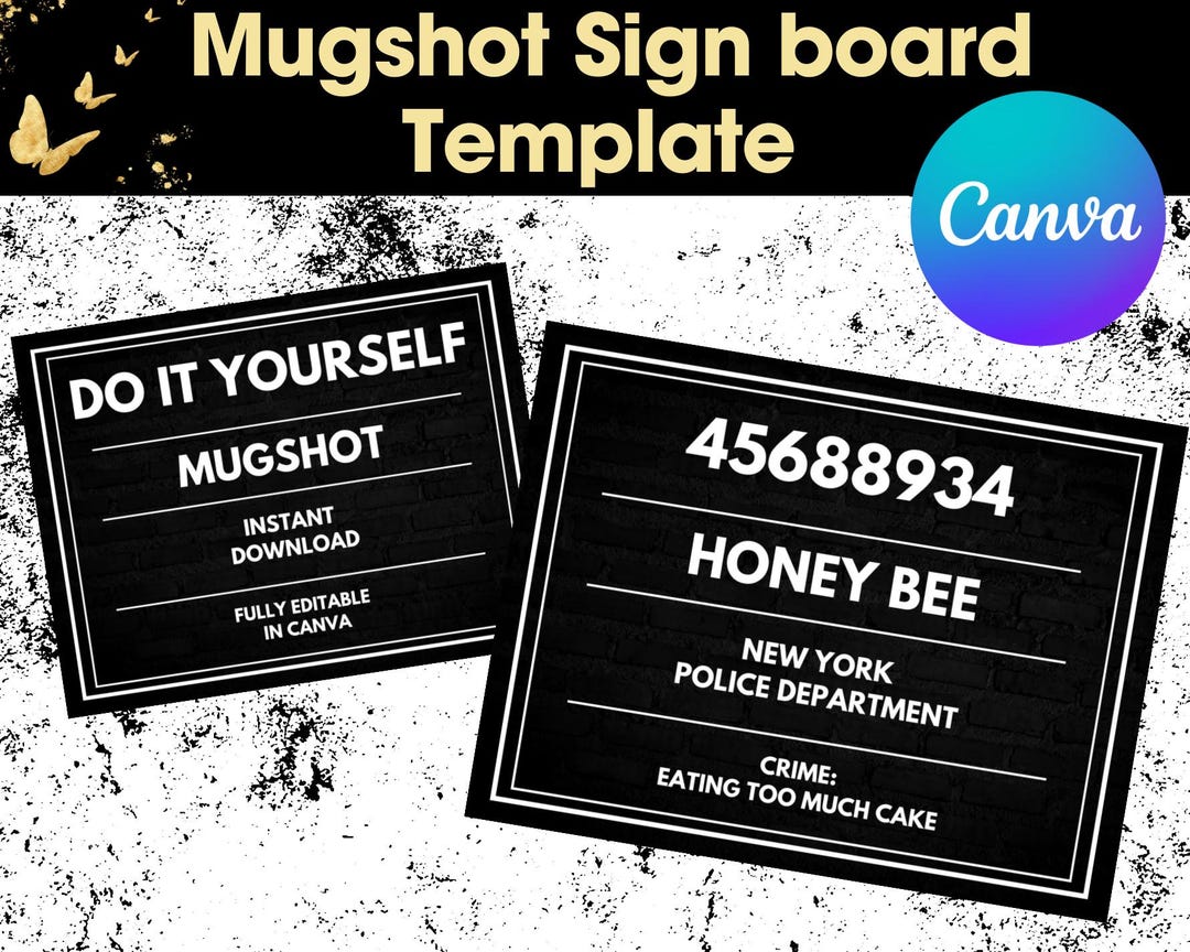 Mugshot Sign Board Template, Funny Mugshot Sign, Police Lineup Prop ...