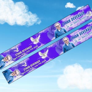 Blue Memorial Ribbon Template | Death Announcement Ribbon | Memorial ...