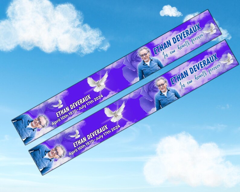 Blue Memorial Ribbon Template | Death Announcement Design (digital ...