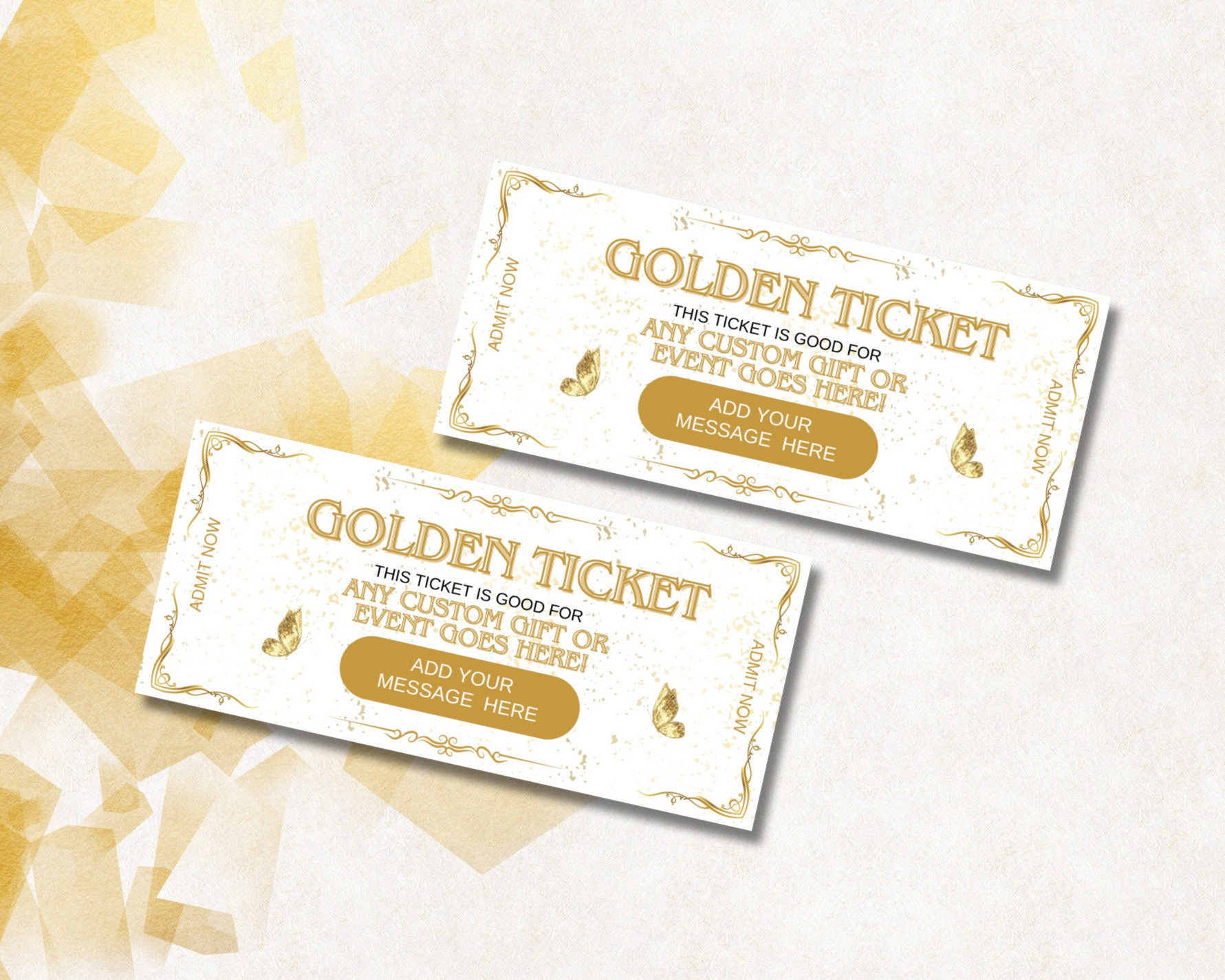 EDITABLE GOLDEN TICKET Template Personalized Gift Certificate Coupon Voucher Golden Ticket ...