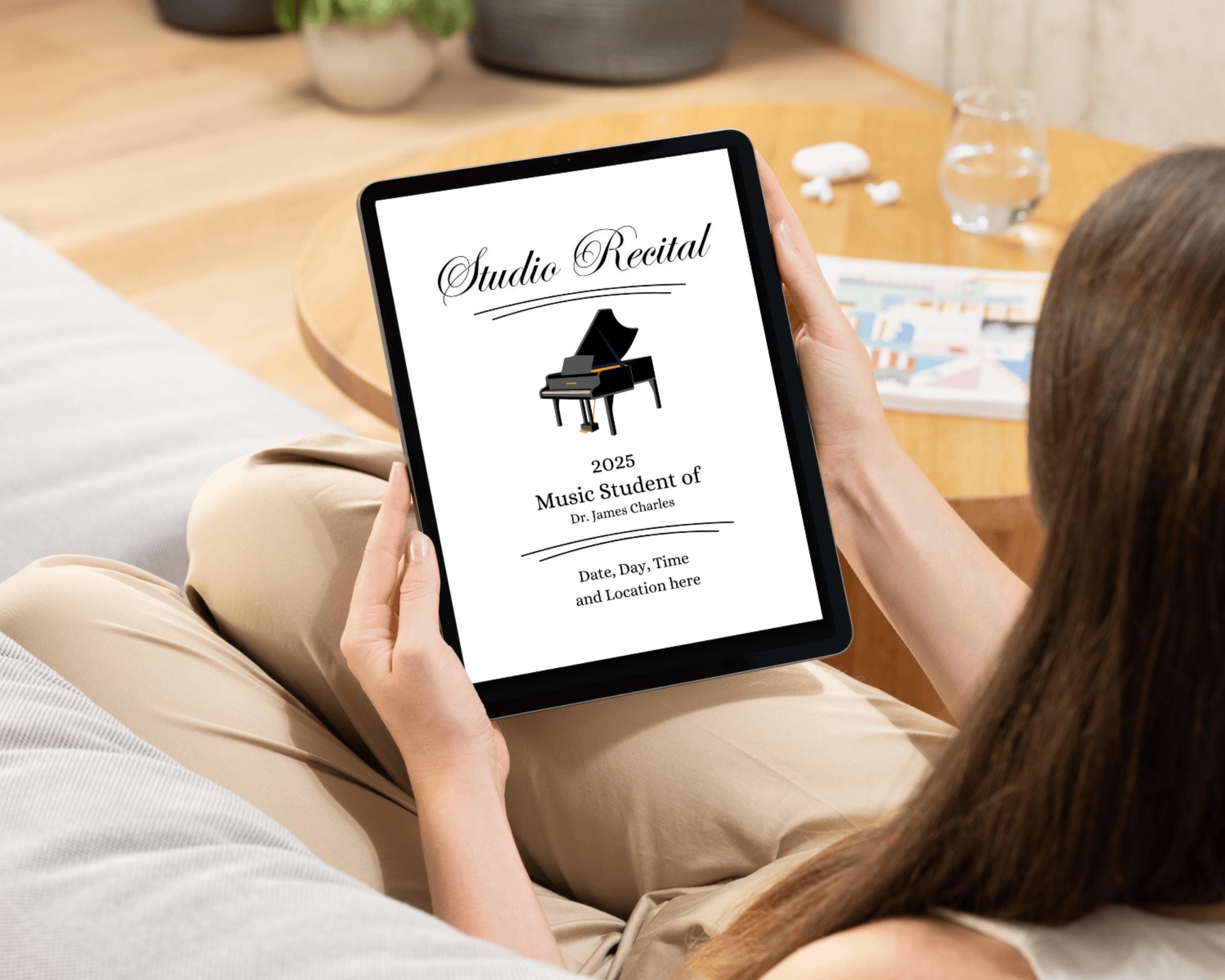 Elegant Music Recital Program Template, Minimalist Piano Design (canva ...