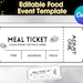 Editable Food Event Ticket Template: DIY Printable Meal Ticket (digital ...