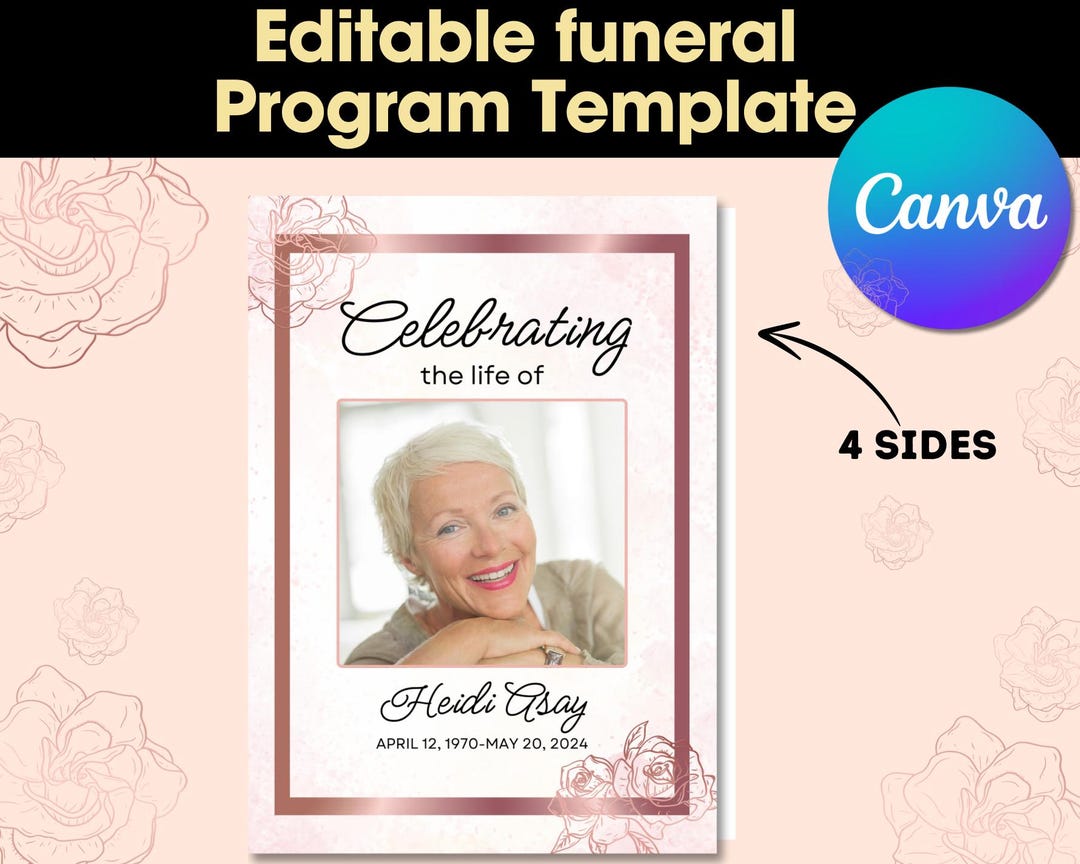 Editable Funeral Program Template, Celebration of Life Template ...